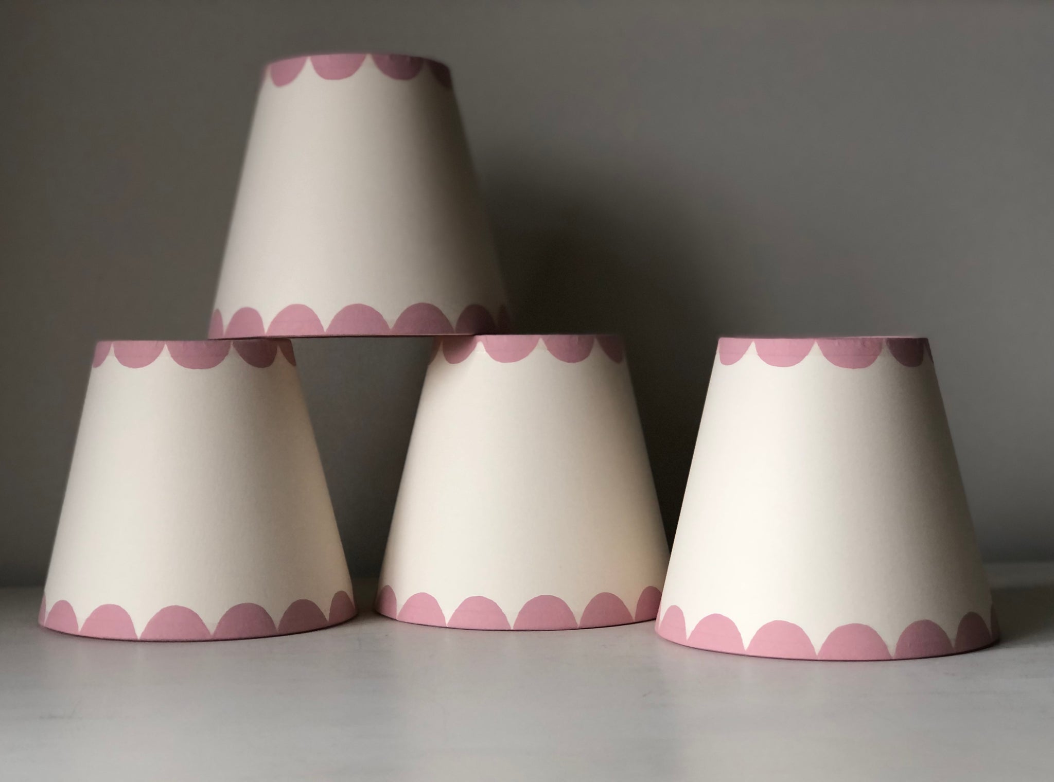 Handpainted lampshades with scallops painted in any colour